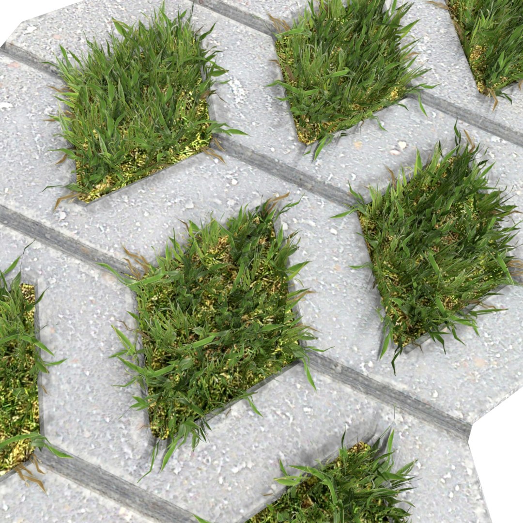 3d paving slabs grass model
