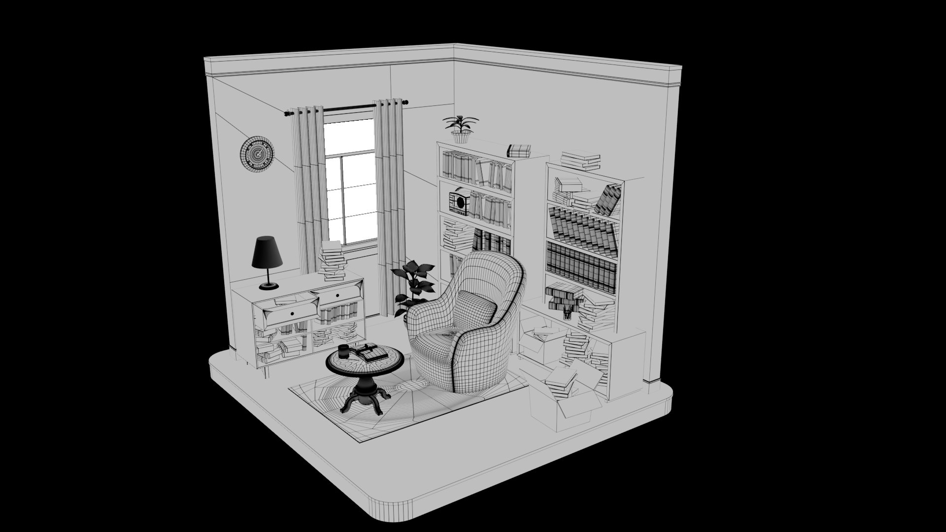 3D Isometric Reading Corner Model - TurboSquid 2357137
