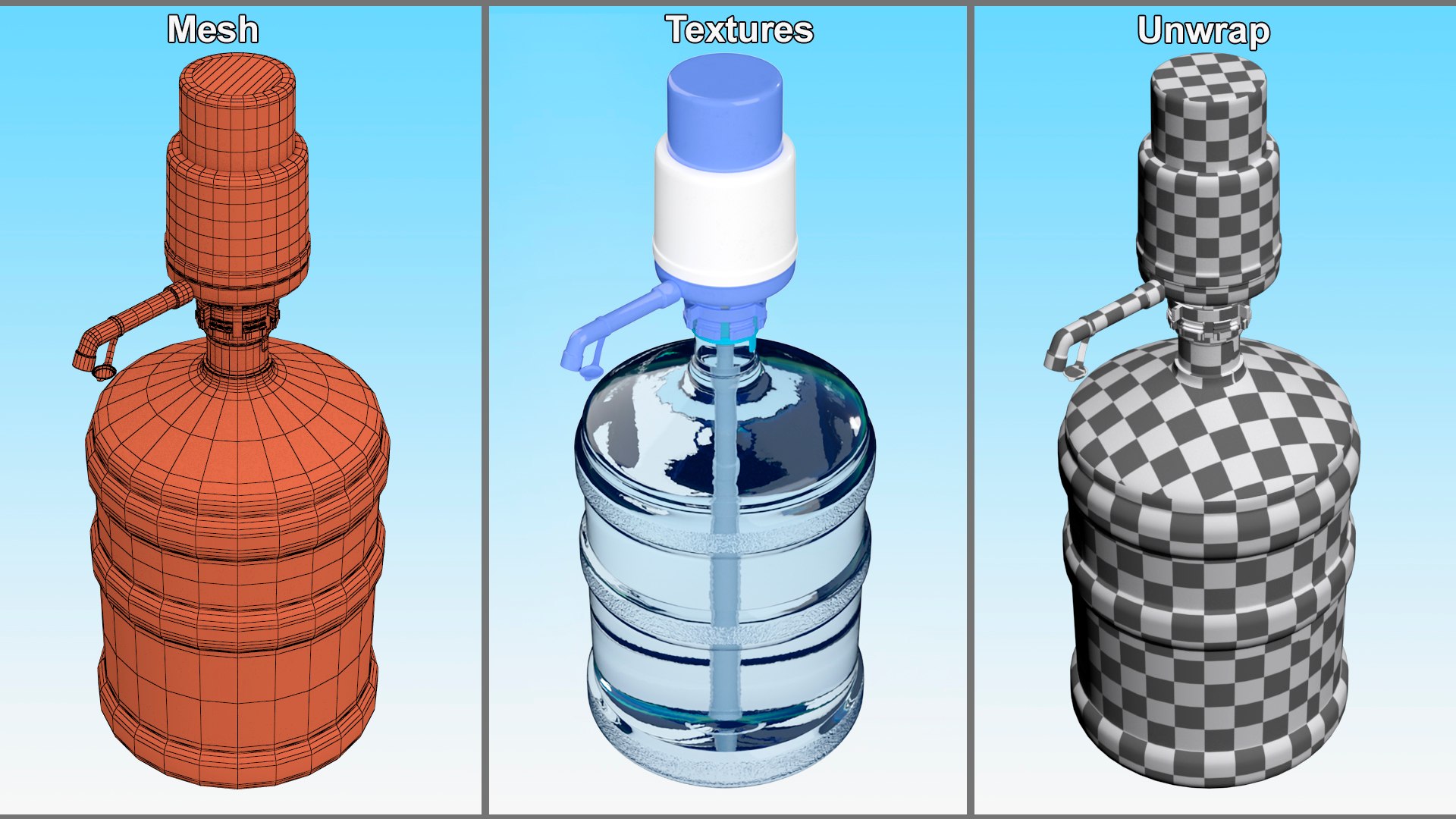 Hand Press Water Dispenser Tap With 20L Bottle 3D - TurboSquid 2155789