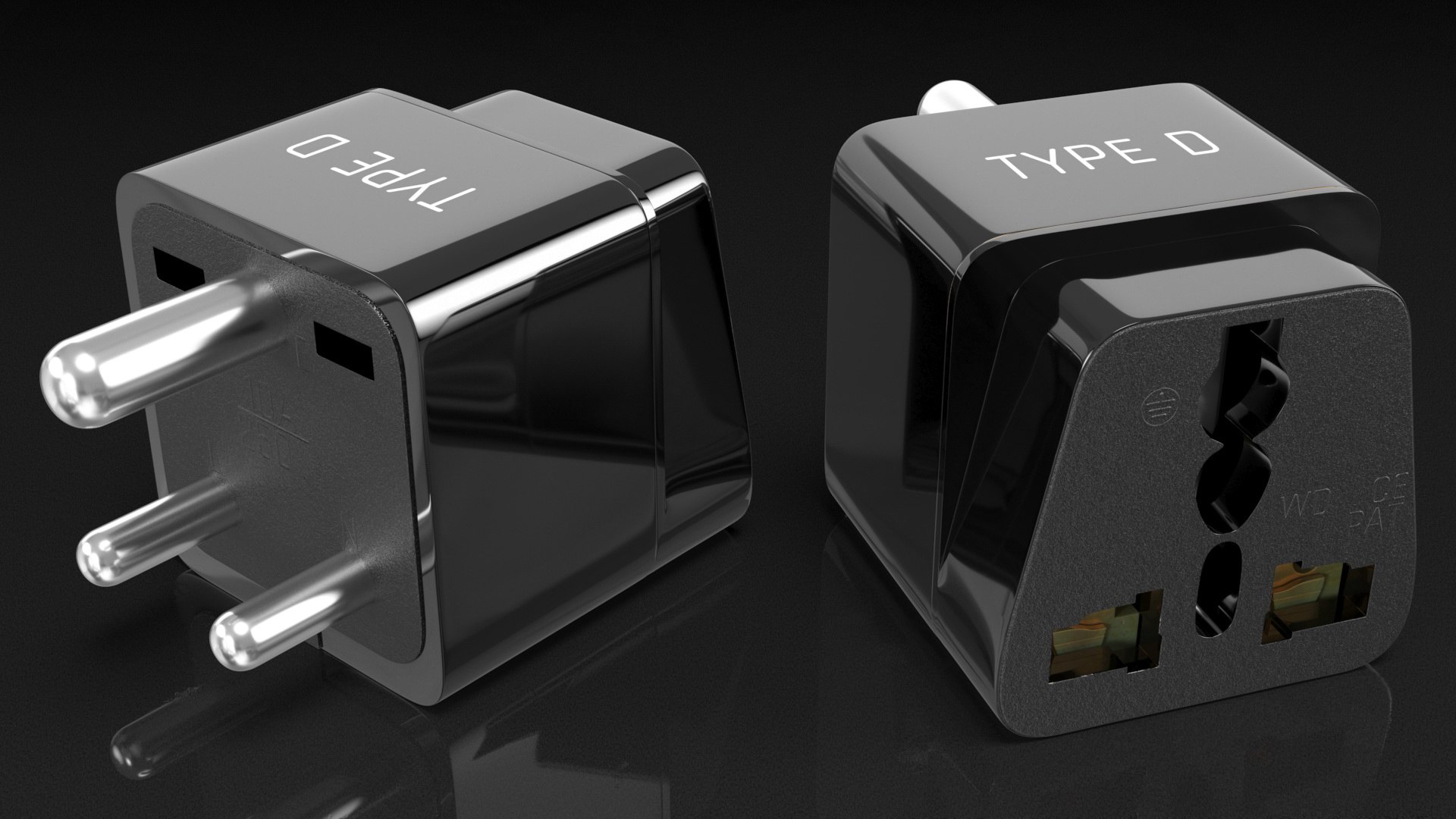 Type D Electrical Plug Adapter Black 3D Model - TurboSquid 1838647