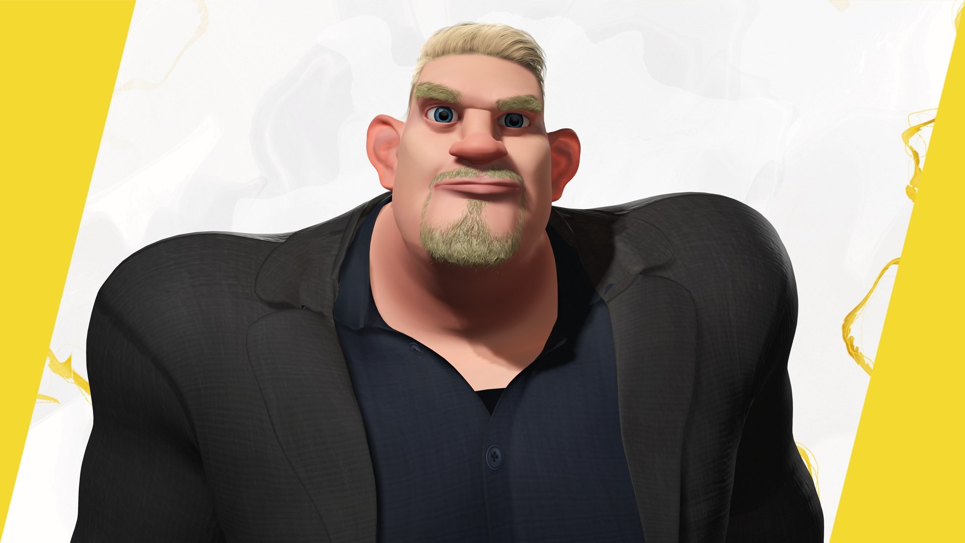 3D Model Toon Strongman In Security Guard Costume - TurboSquid 2277287