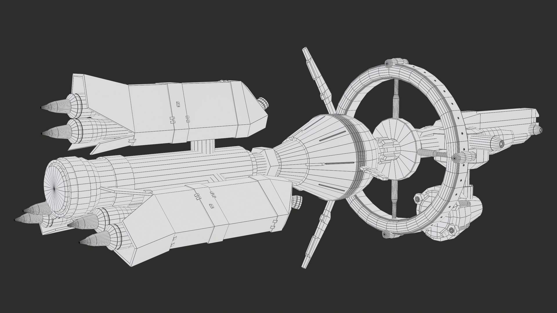 3D Lowpoly Cartoon Command Capital Spaceship 09 Rigged PBR 3D Model ...
