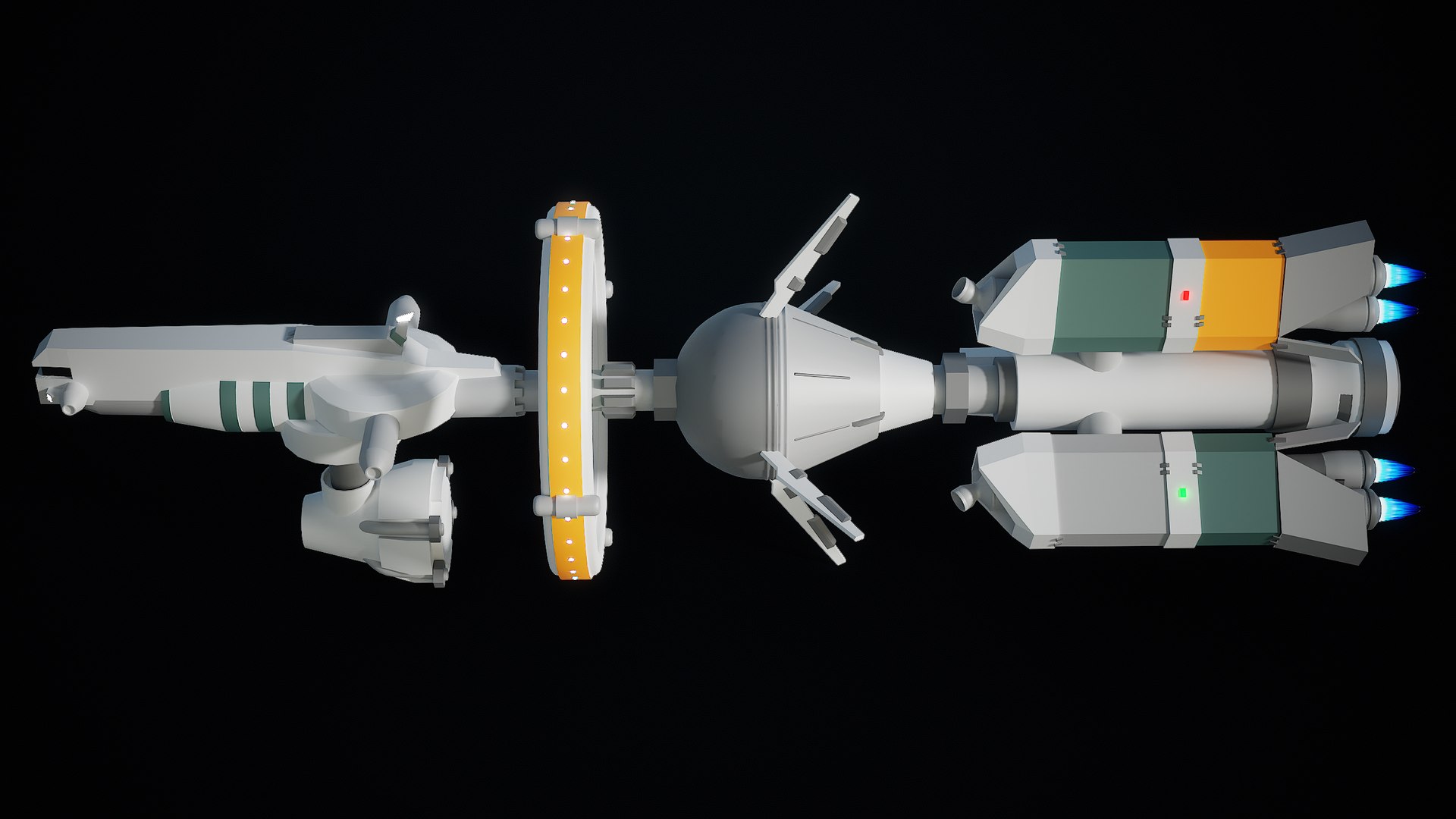 3D Lowpoly Cartoon Command Capital Spaceship 09 Rigged PBR 3D Model - TurboSquid 2153351