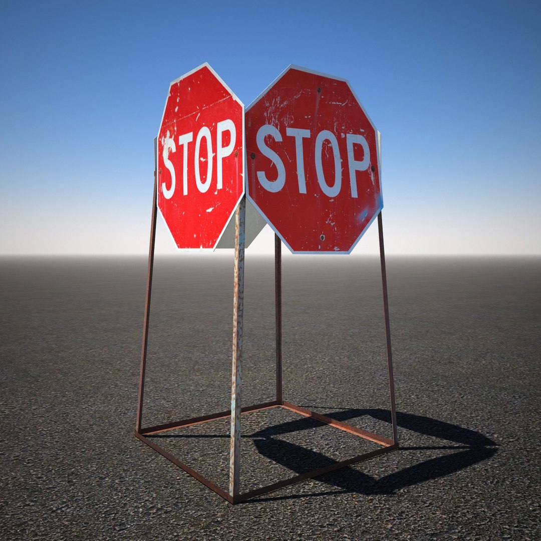 Quad Stop Sign 3d Model