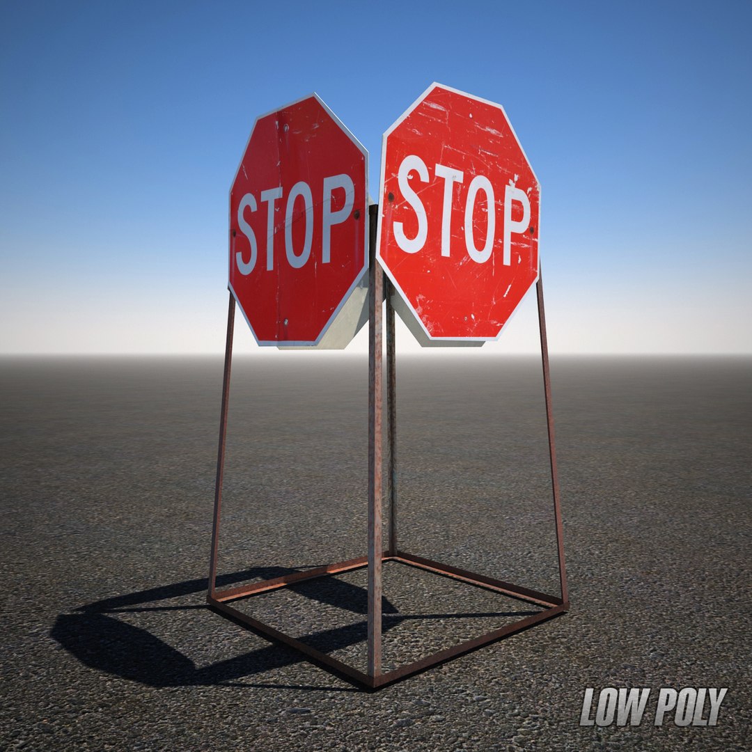 Quad Stop Sign 3d Model