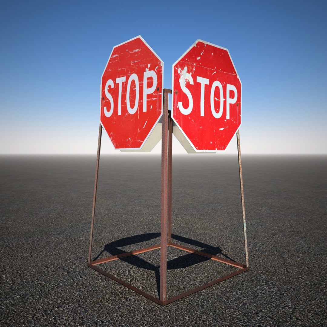 Quad Stop Sign 3d Model