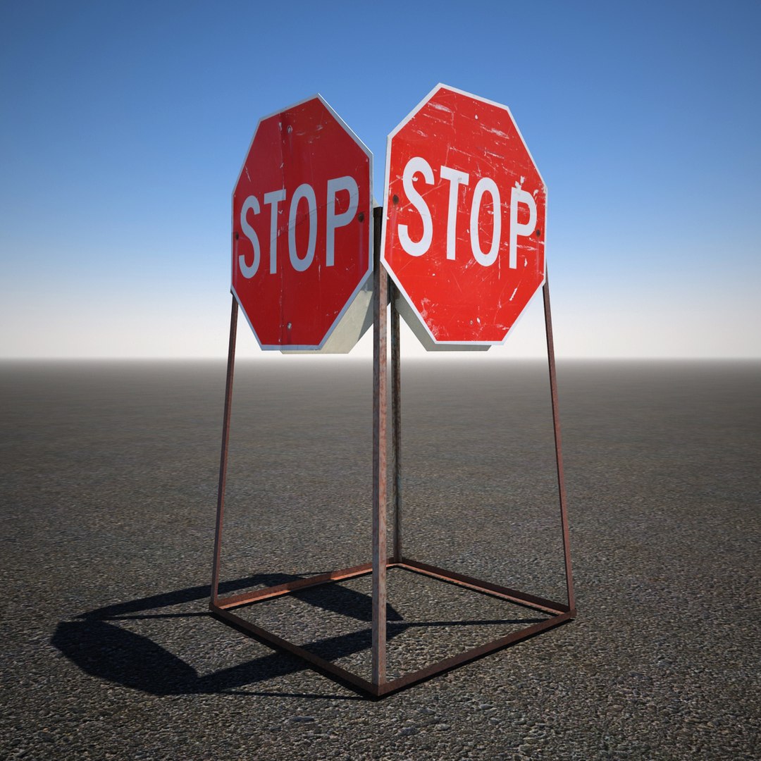 Quad Stop Sign 3d Model