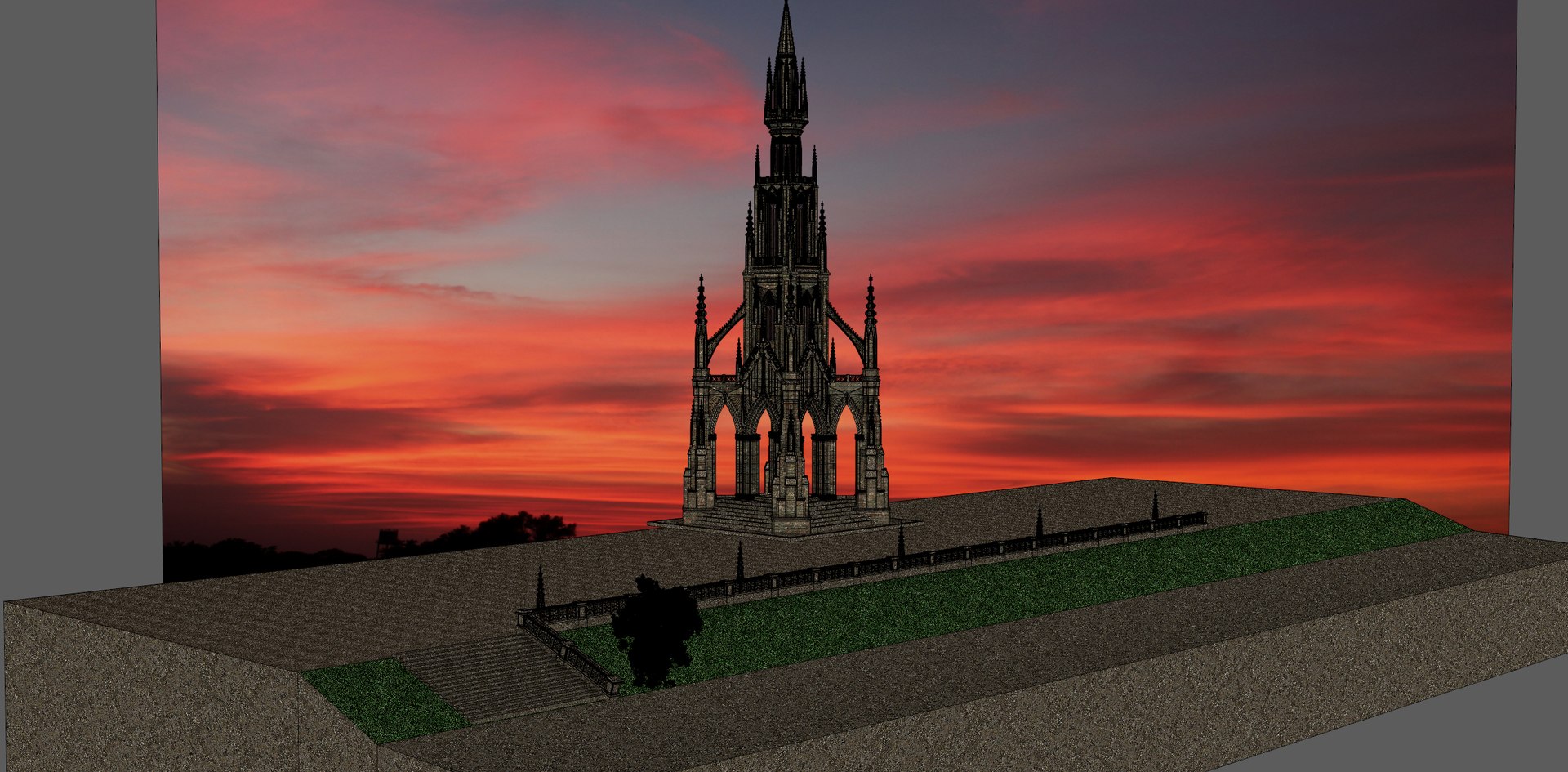 3D The Scott Monument Landscape - TurboSquid 2163294