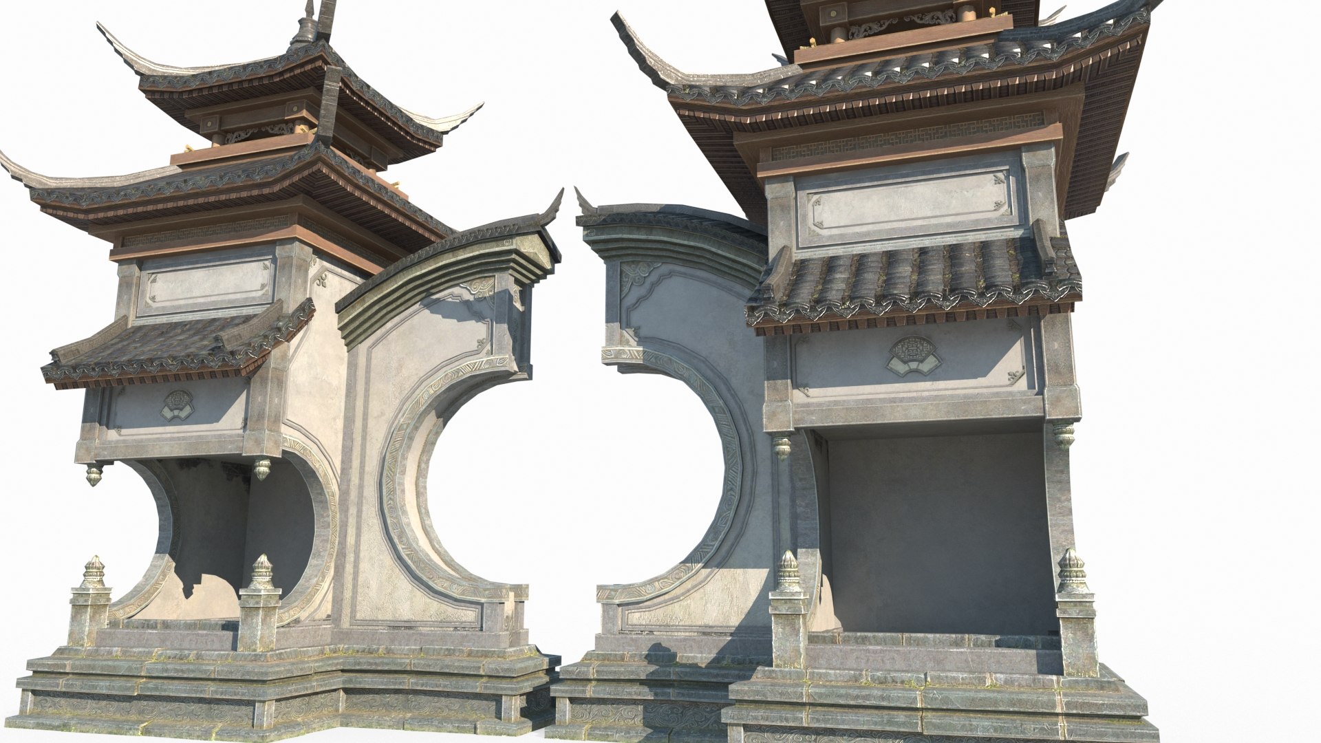 Asian Ancient Architectural Landscape Decoration 3D - TurboSquid 2043465