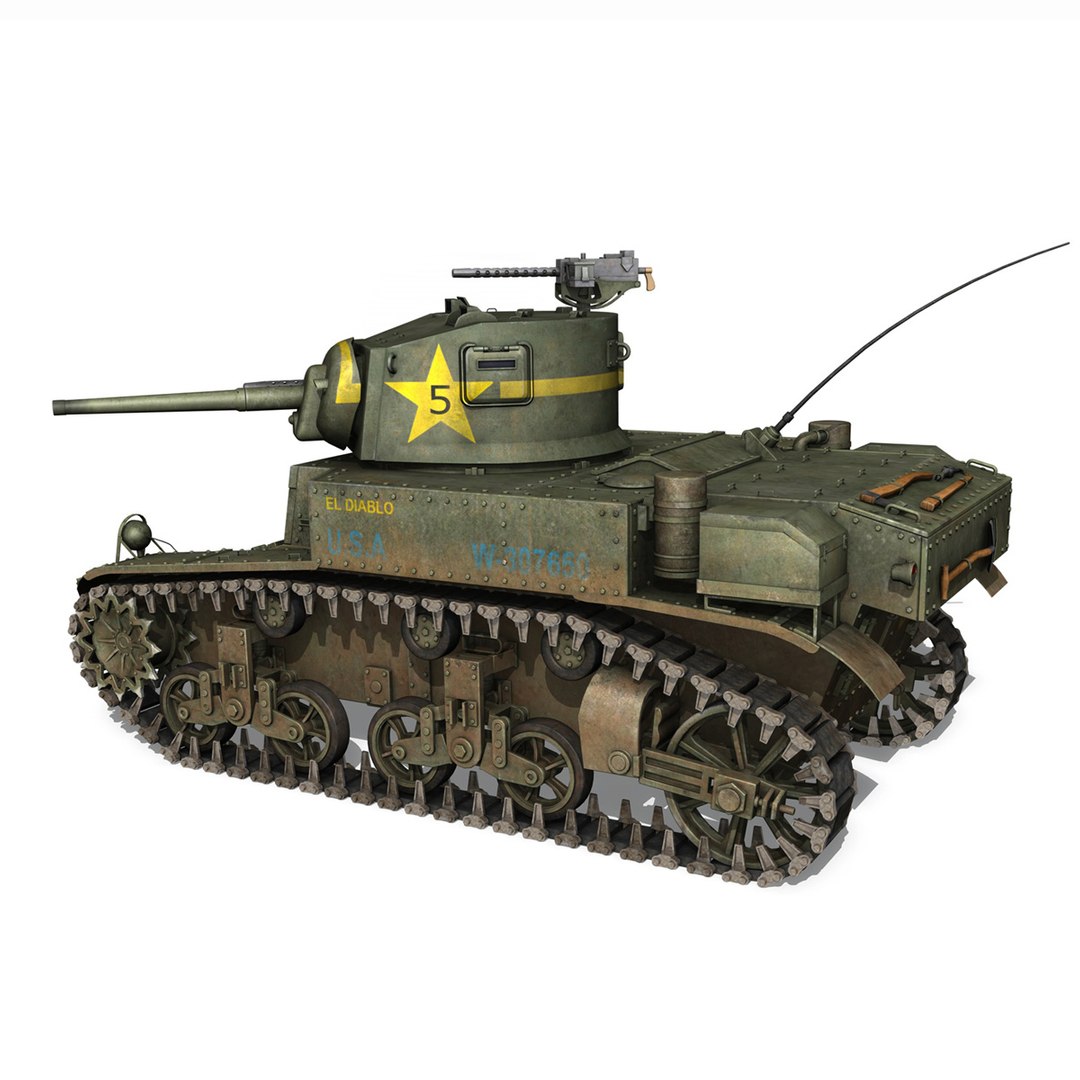 3D M3 Light Tank Stuart Model - TurboSquid 1203005