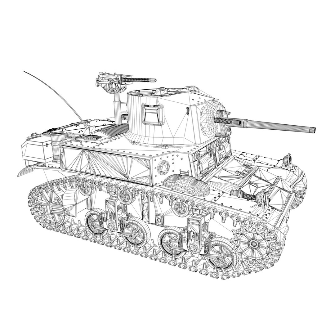 3D M3 Light Tank Stuart Model - TurboSquid 1203005