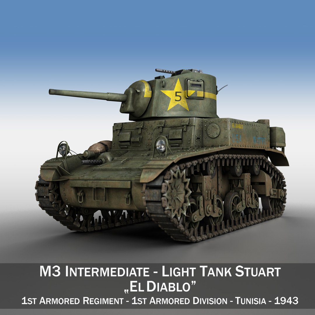 3D M3 Light Tank Stuart Model - TurboSquid 1203005