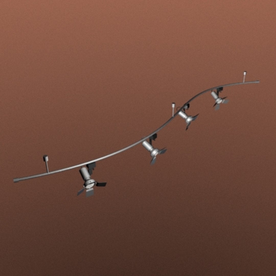 3d Curved Track Light Spotlight Model