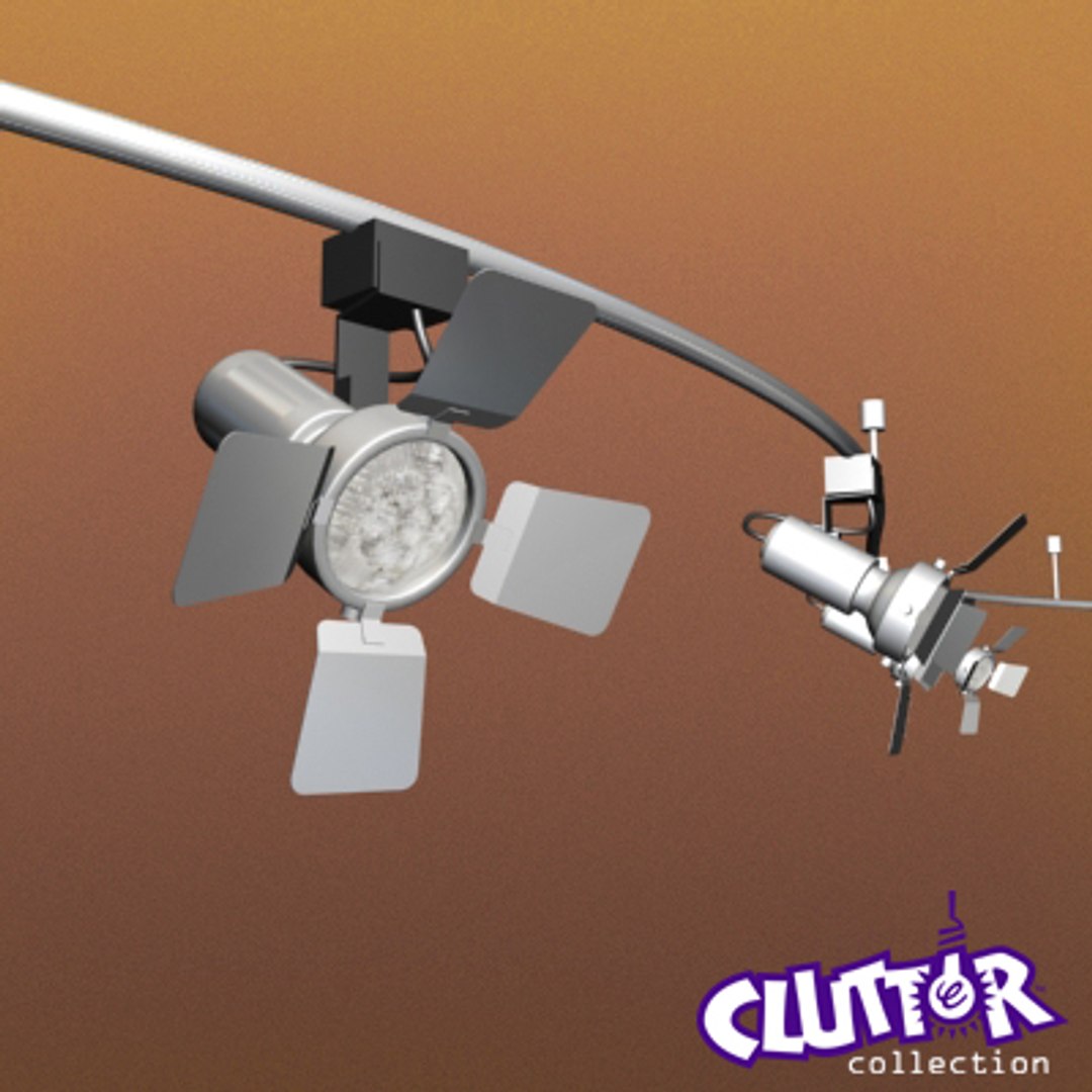 3d Curved Track Light Spotlight Model