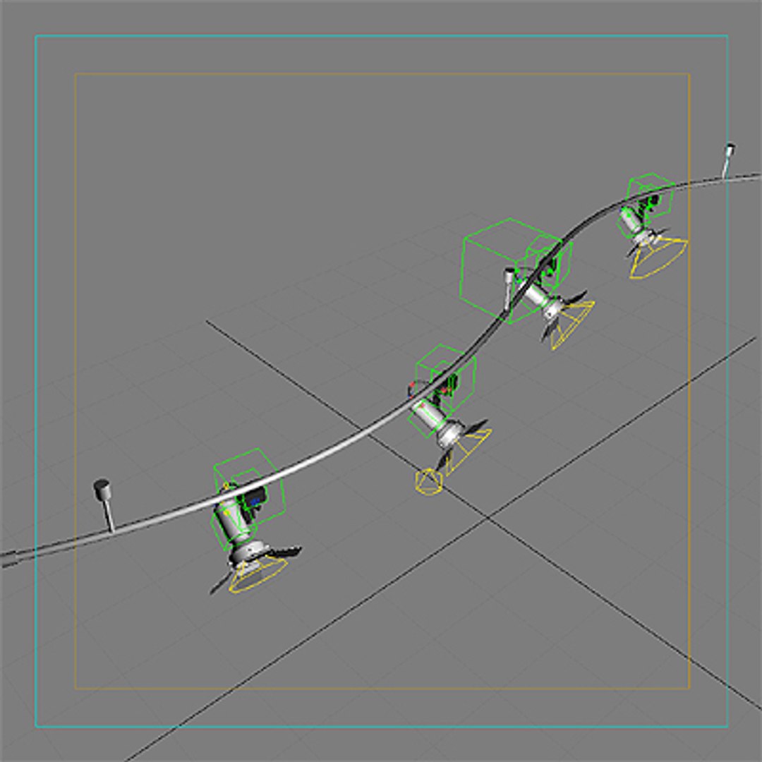 3d Curved Track Light Spotlight Model
