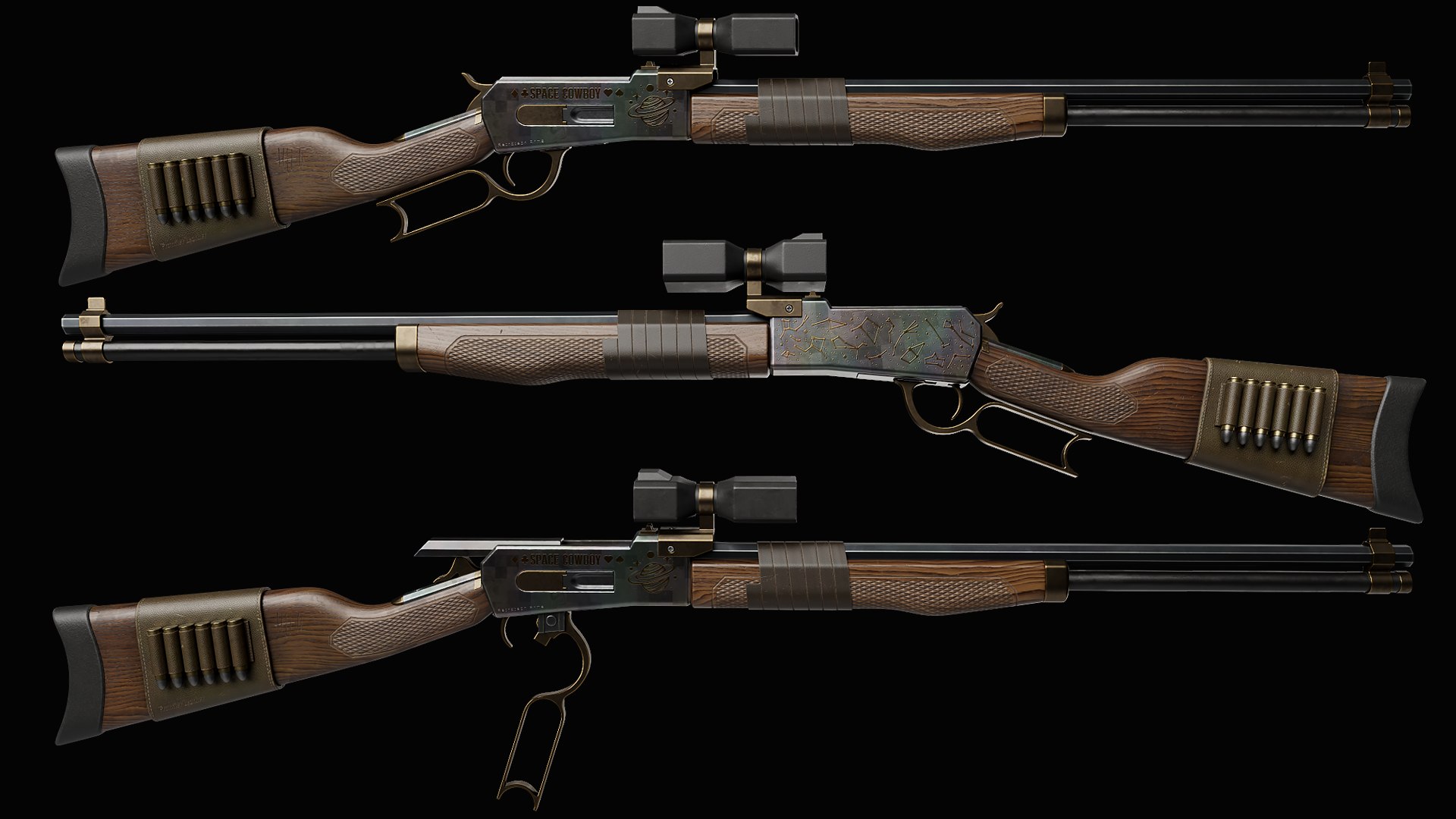 3D Model Sci Fi Space Cowboy Rifle - TurboSquid 2277547