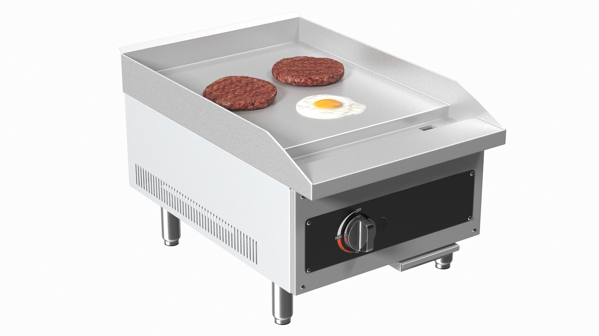 3D Small Flat Top Gas Countertop Griddle With Meal Model - TurboSquid ...