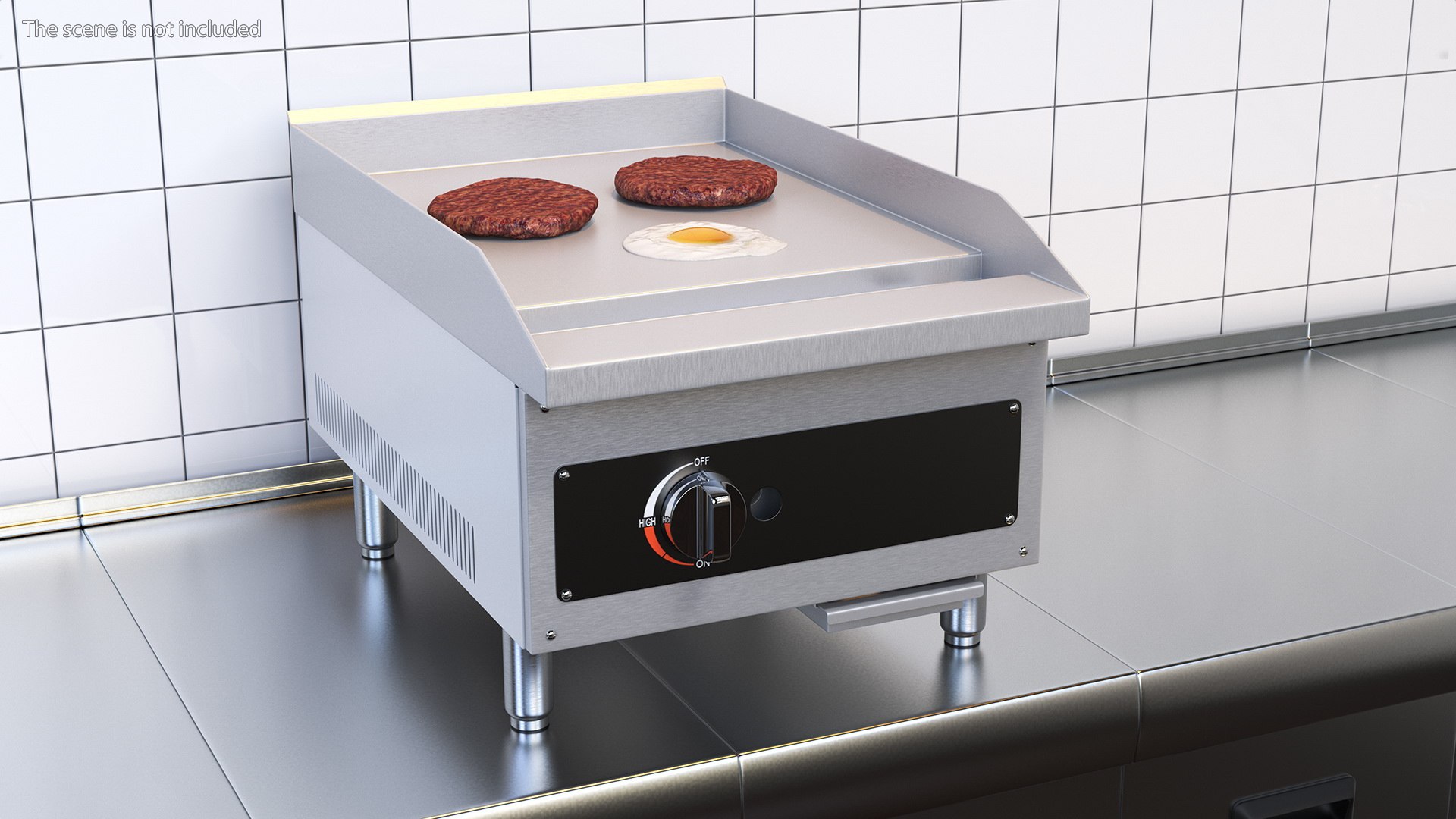 3D Small Flat Top Gas Countertop Griddle With Meal Model - TurboSquid ...