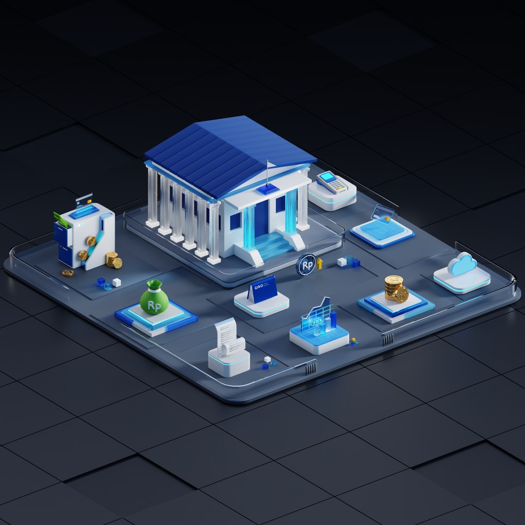 3D Isometric Bank Icon - TurboSquid 2347523