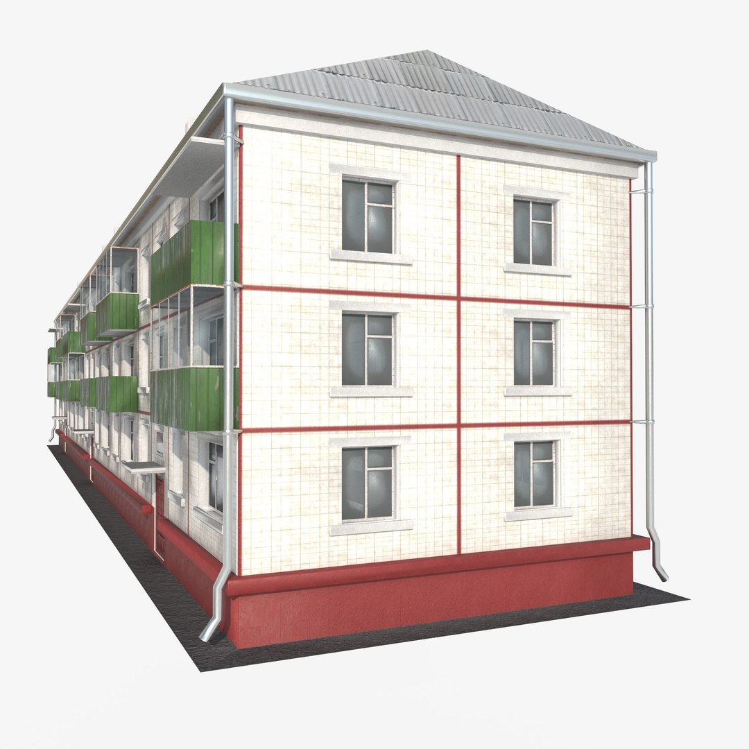 3D Residential Building With Tiles On The Facade - TurboSquid 2022898