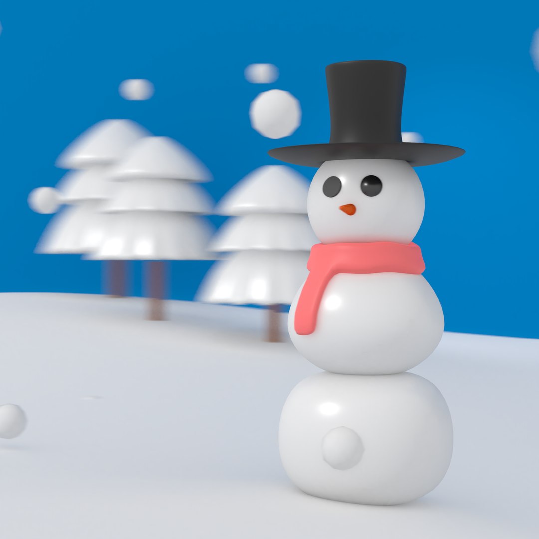 3D Cartoon Snowman Model - TurboSquid 1626217