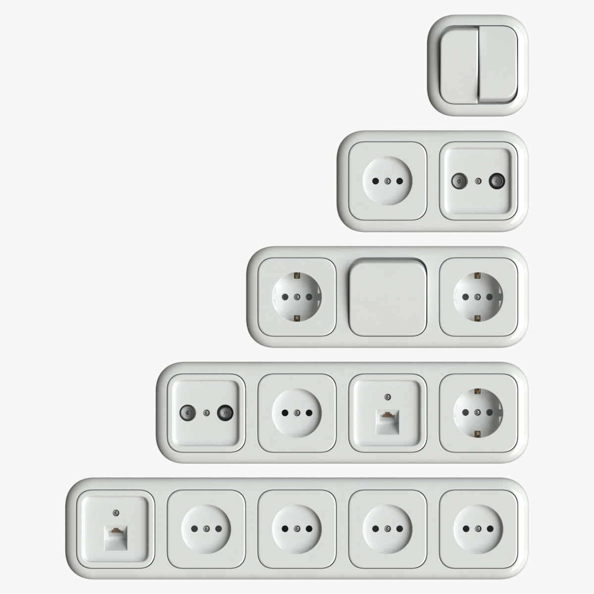 Modello 3D Set interruttori luce e prese elettriche (EU) - TurboSquid ...