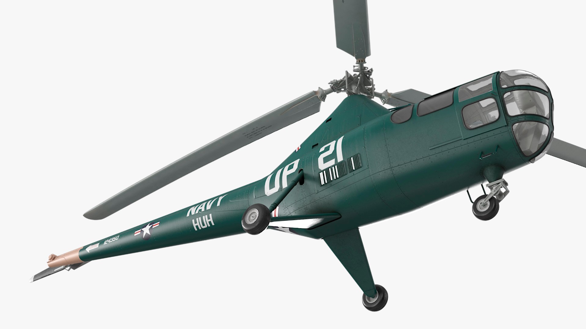 3D Model Navy Helicopter Sikorsky H-5 Green Rigged - TurboSquid 2302769
