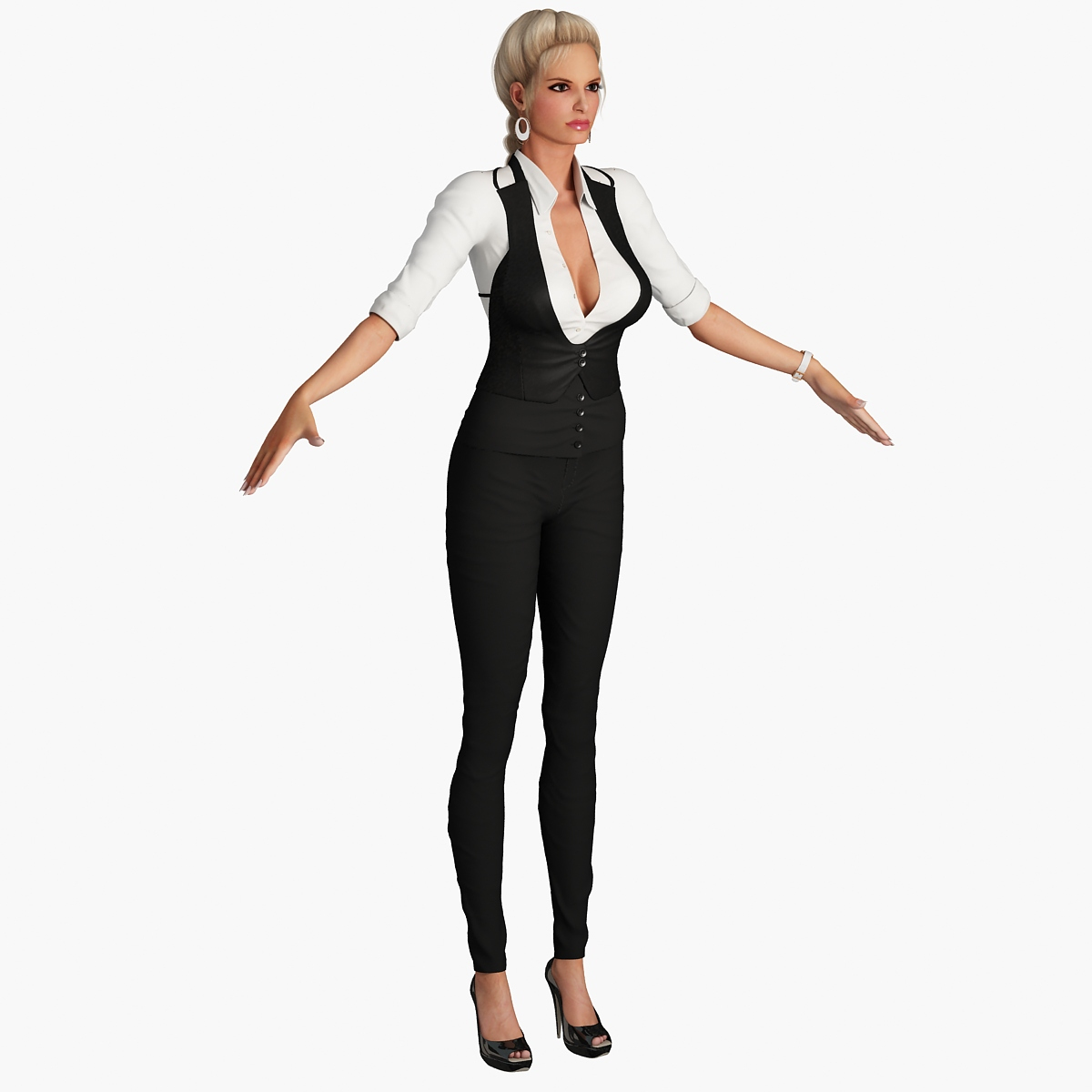 3d model blonde business woman character