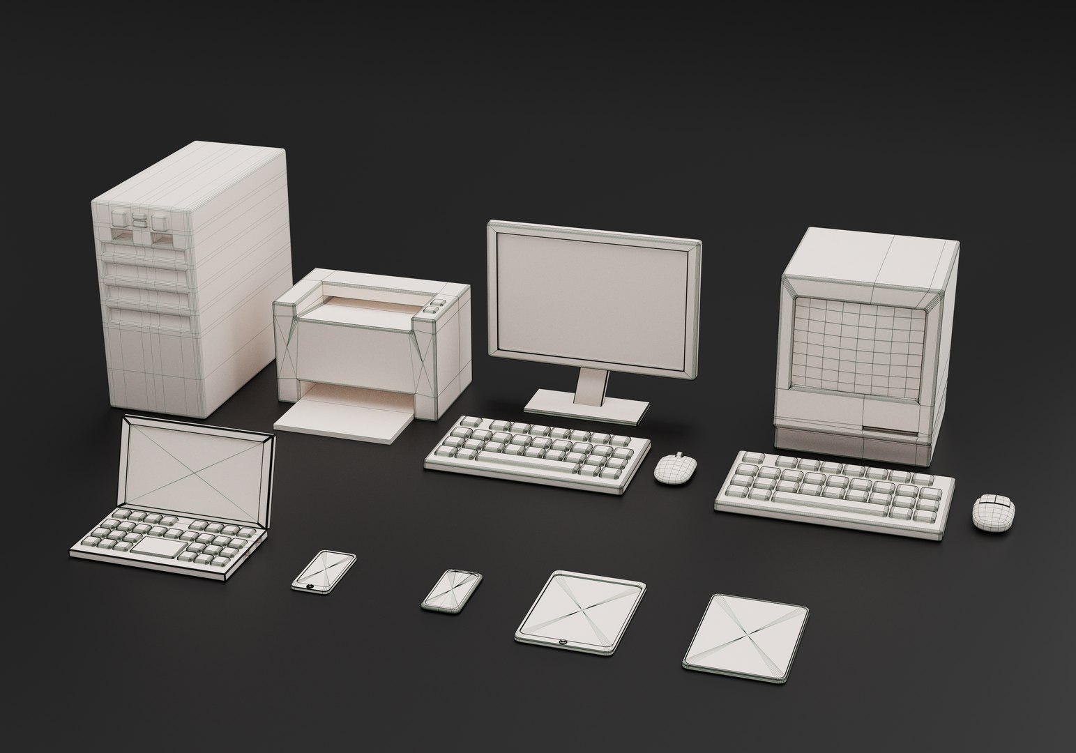Simple Computers Electronics Office Equipment 3D Model - TurboSquid 1570549