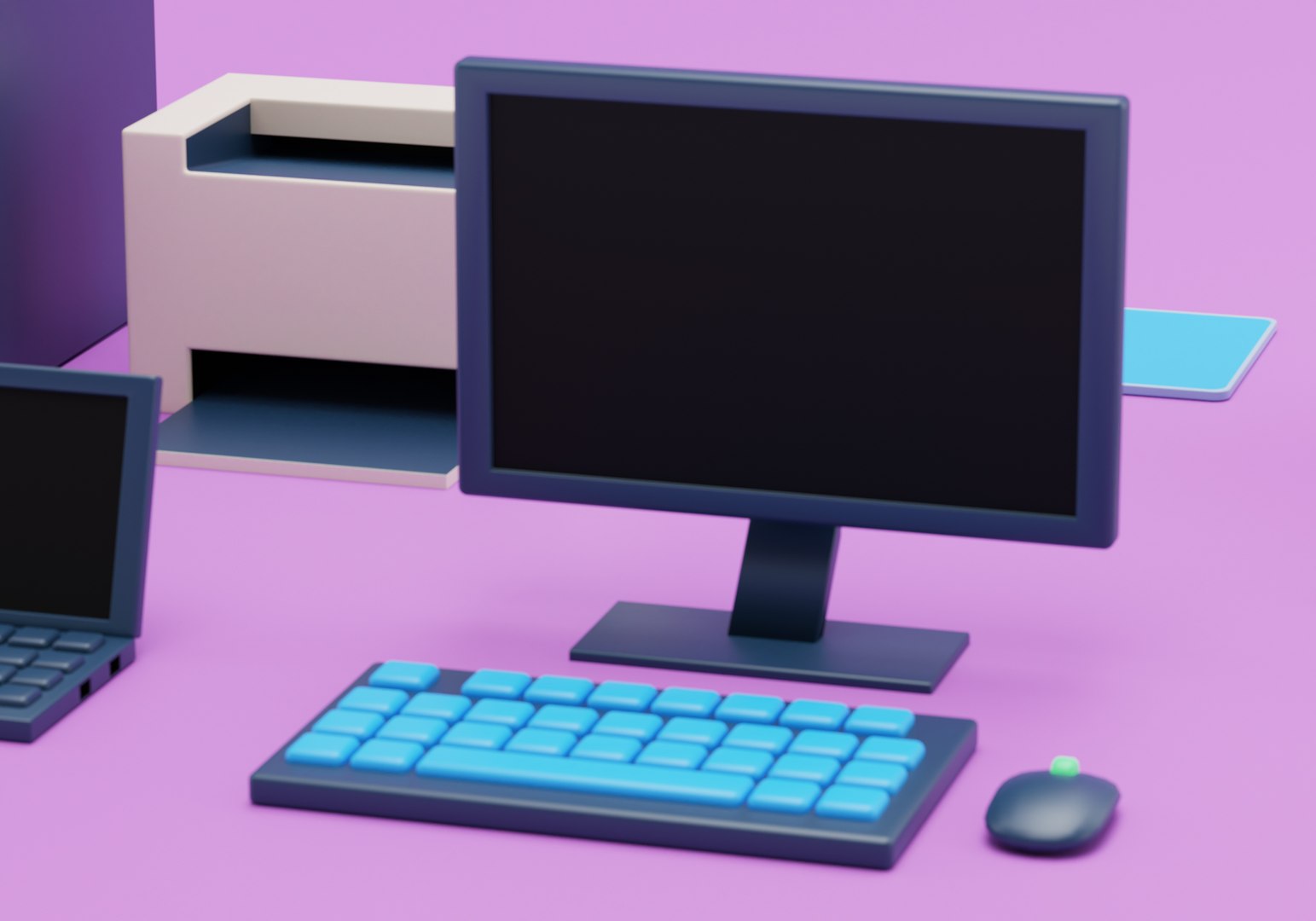 Simple Computers Electronics Office Equipment 3D Model - TurboSquid 1570549