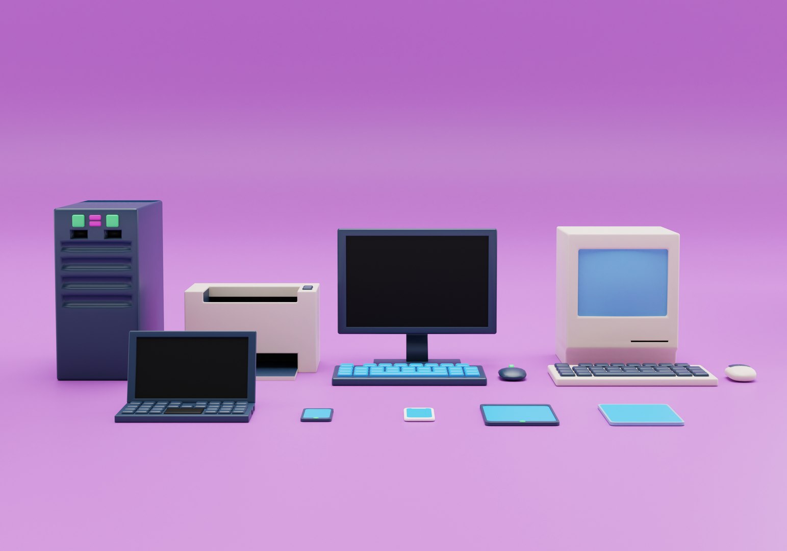 Simple Computers Electronics Office Equipment 3D Model - TurboSquid 1570549