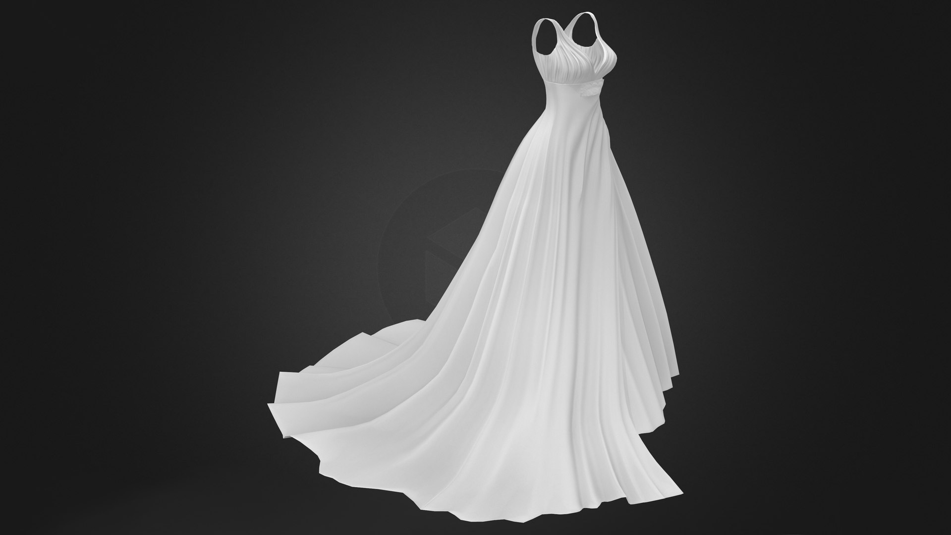 3D A Line Deep V Neck Corset Back Satin Ruched Wedding Dress Model - TurboSquid 2072432