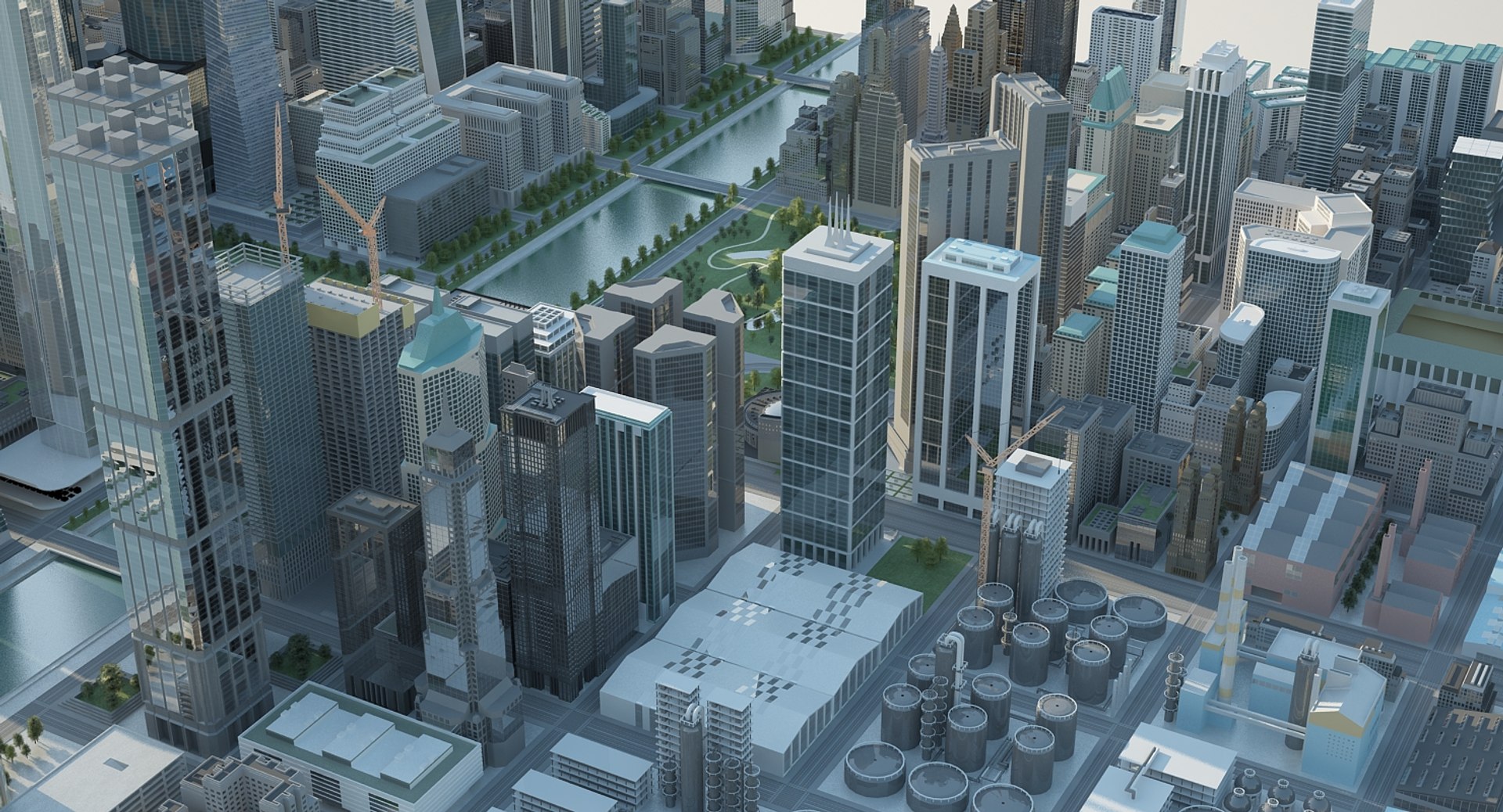 3D big city scene - TurboSquid 1202340