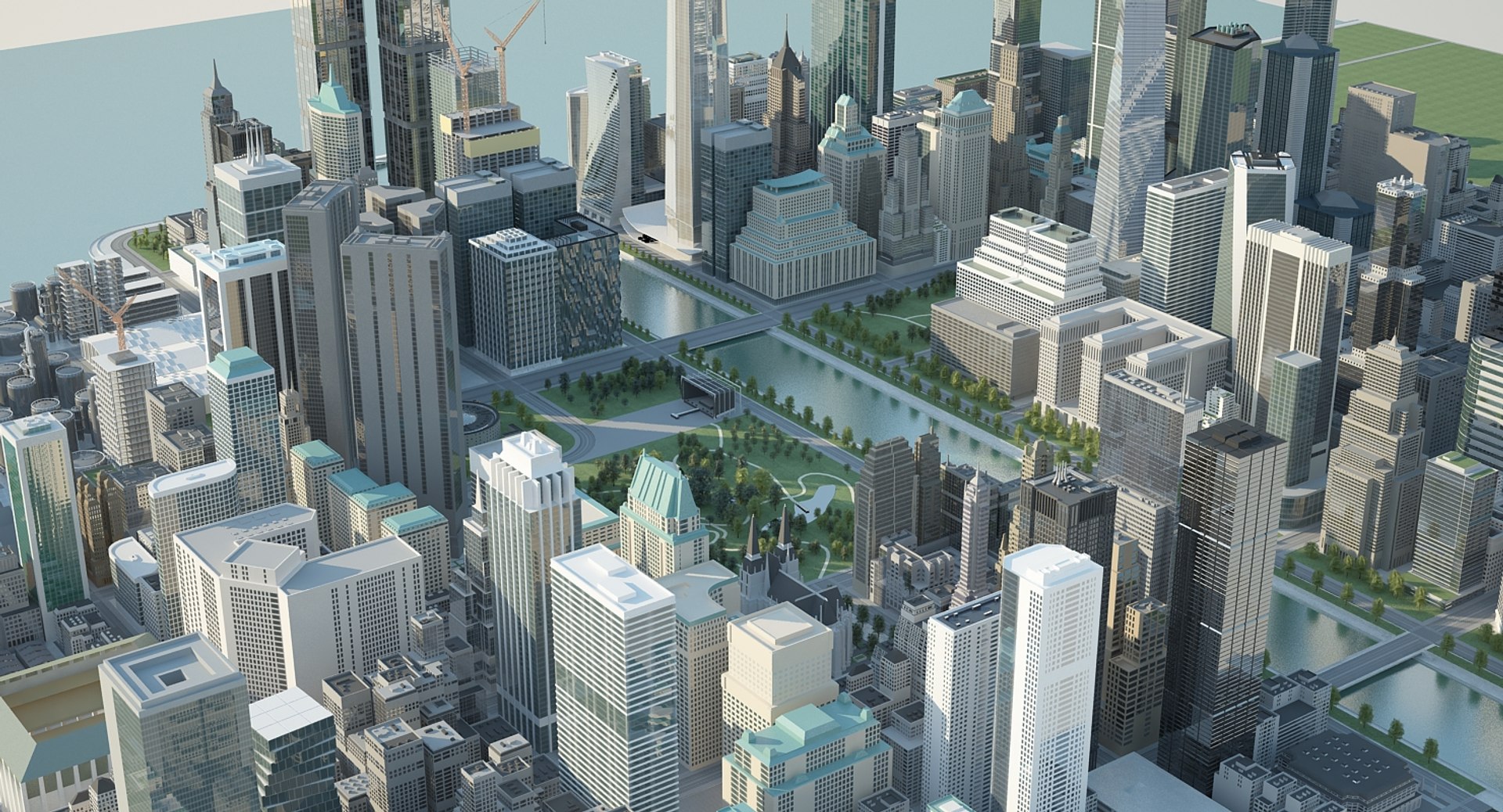 3D big city scene - TurboSquid 1202340
