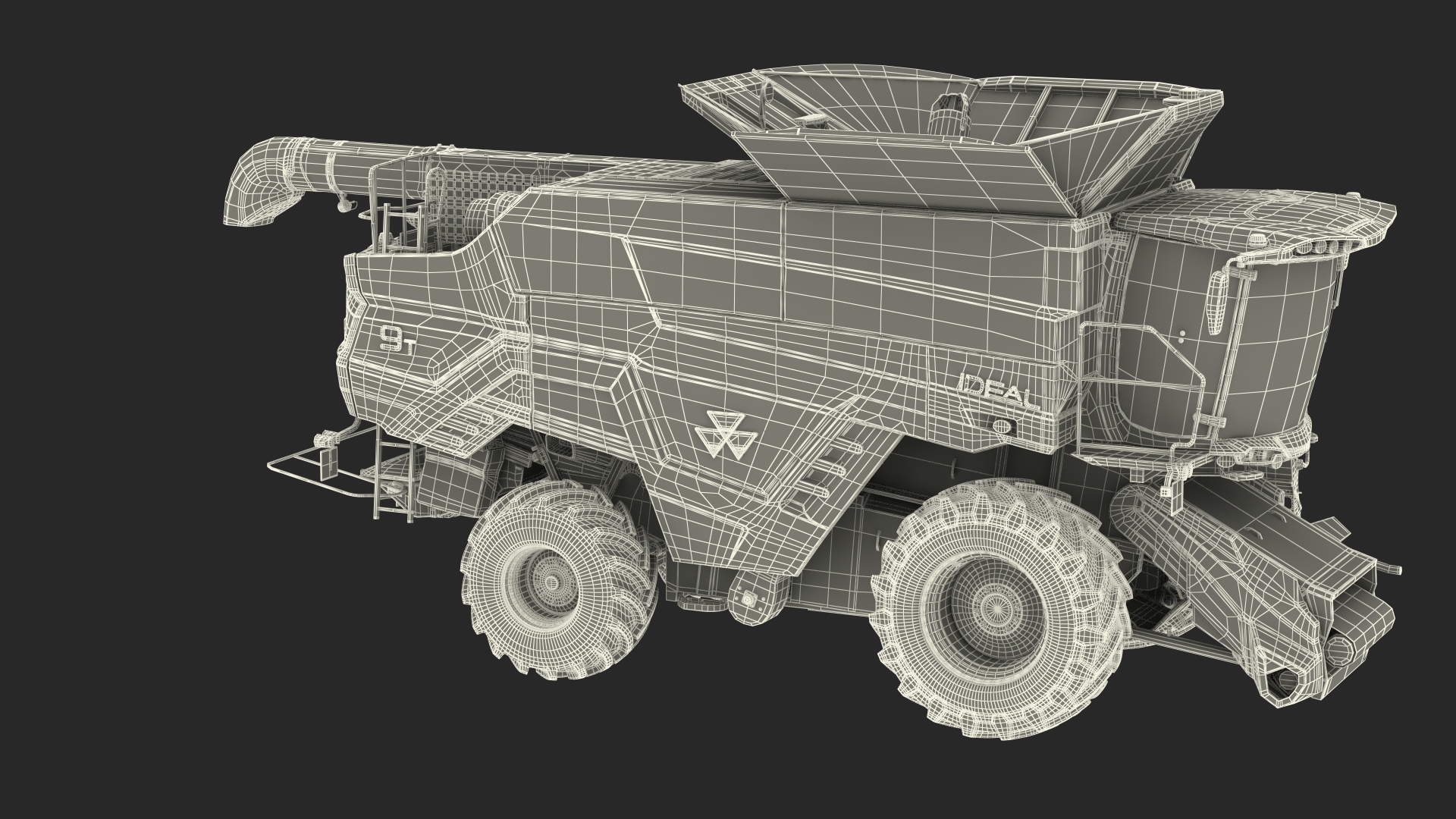 Harvester MF Ideal Without Header Rigged 3D Model - TurboSquid 1851856