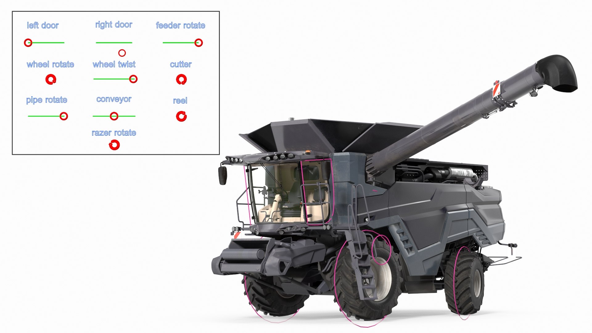 Harvester MF Ideal Without Header Rigged 3D Model - TurboSquid 1851856