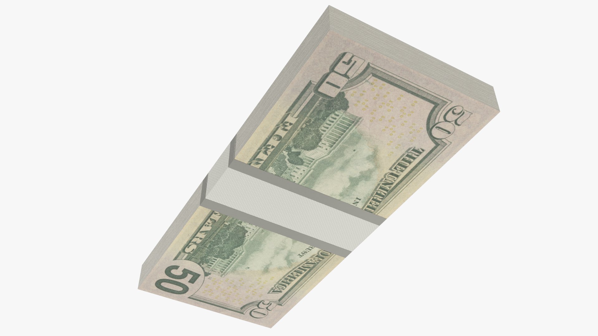 Fifty dollars bills 3D model - TurboSquid 1652356