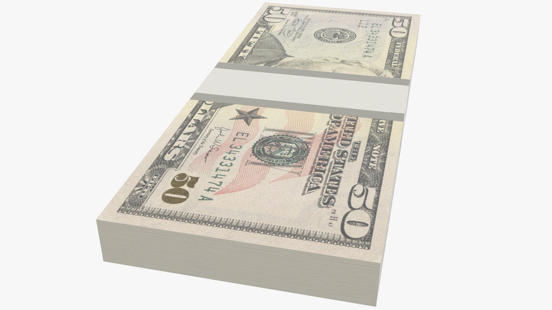 Fifty dollars bills 3D model - TurboSquid 1652356