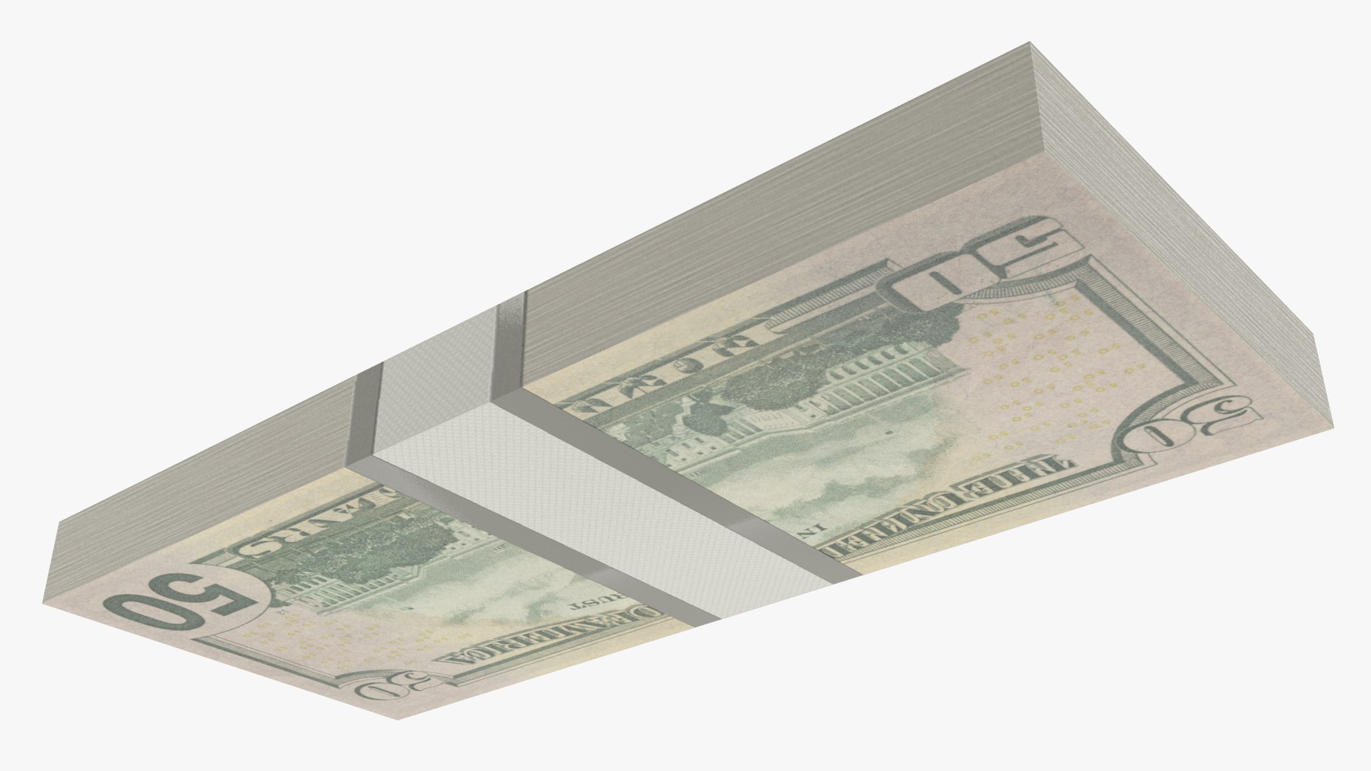Fifty dollars bills 3D model - TurboSquid 1652356