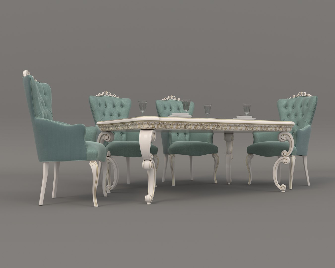 3D Model Classic European Style Dining Table And Chairs 40 - TurboSquid ...