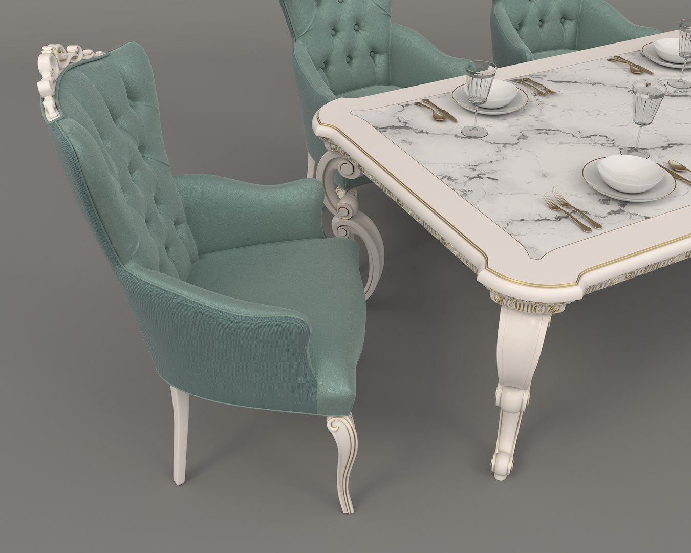 3D Model Classic European Style Dining Table And Chairs 40 - TurboSquid ...