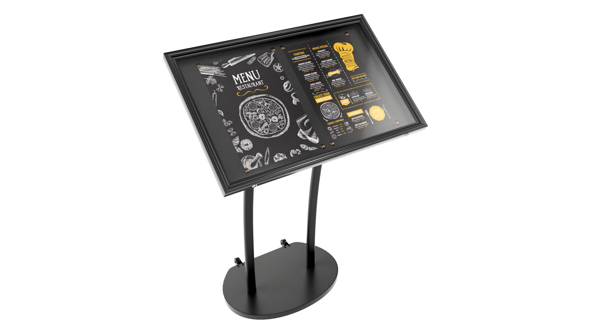 3D Outdoor Menu Poster Board 4xA4 - TurboSquid 2225087