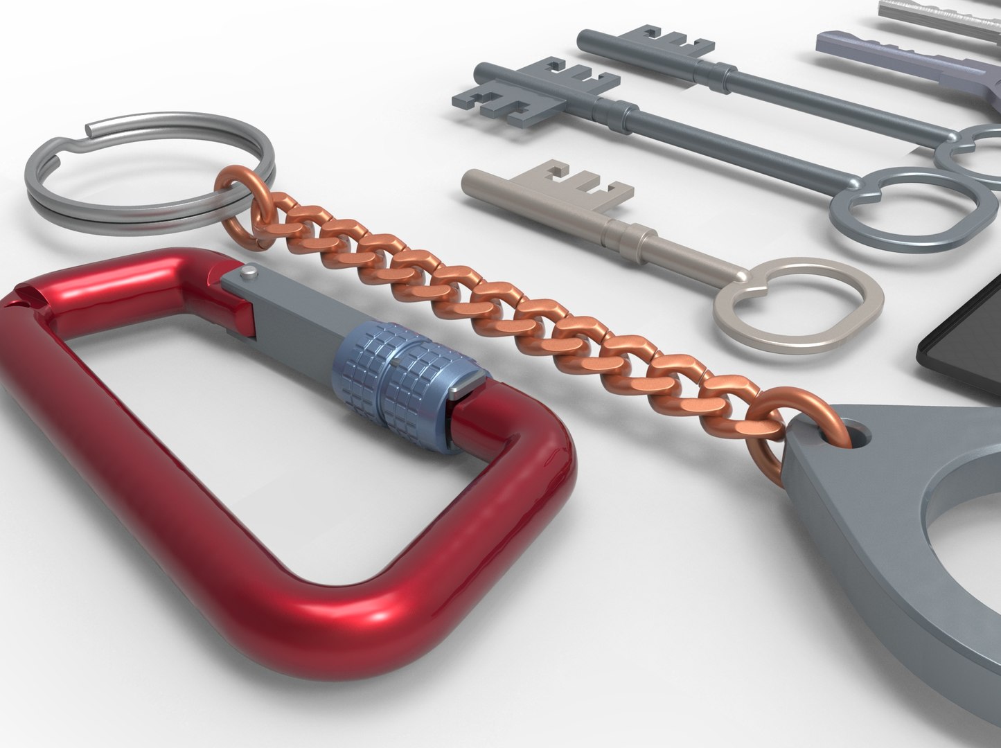 3D Set Keys Chain Carabiner - TurboSquid 1509352