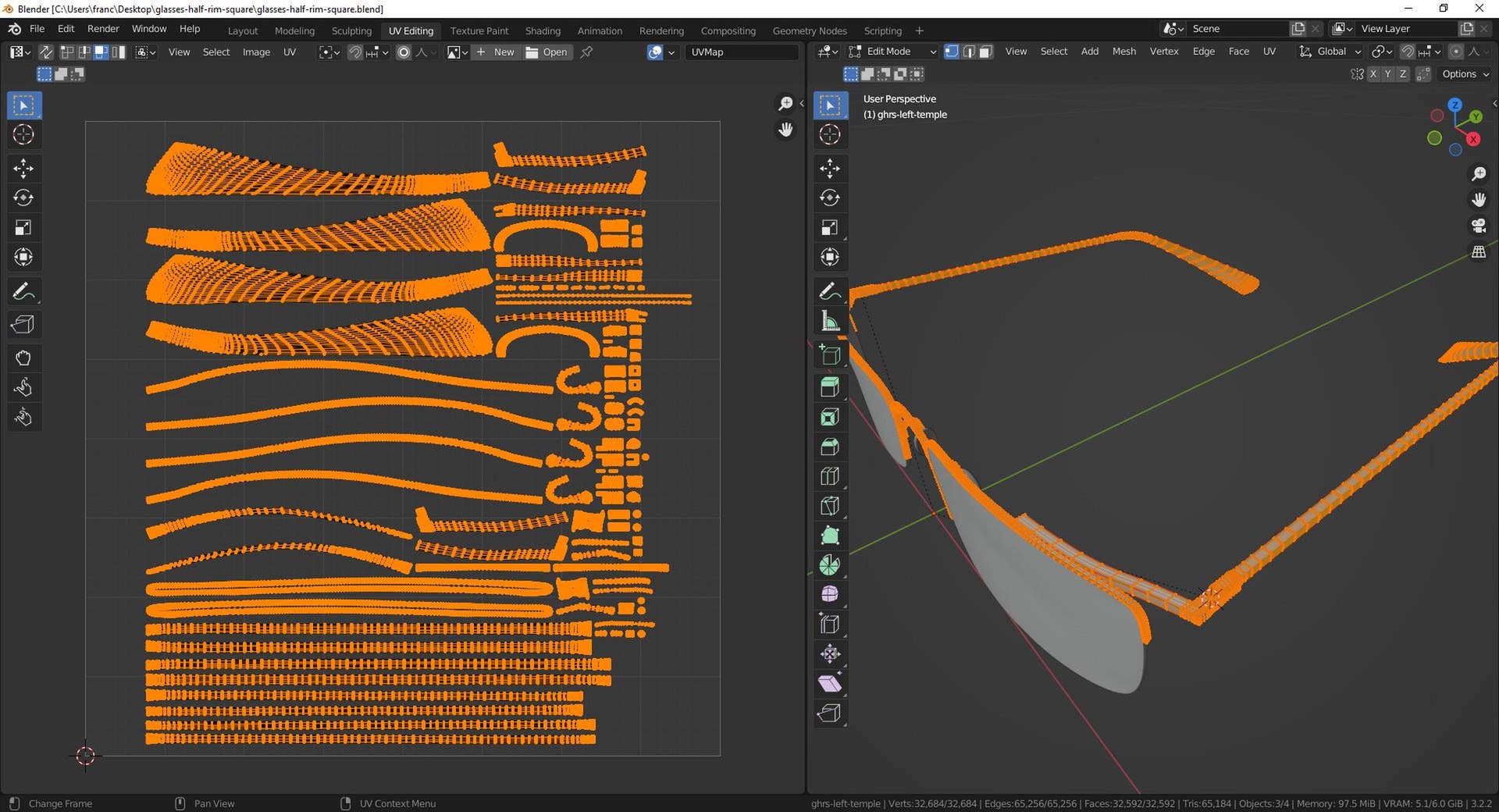 Glasses Half Rim Square 3D Model - TurboSquid 1947330