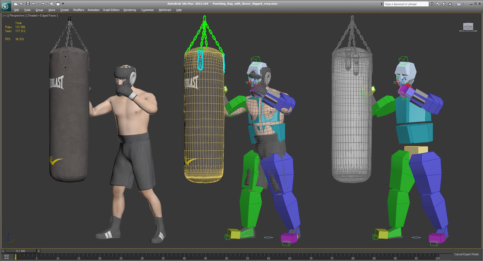 Punching bag boxer rigged 3D model - TurboSquid 1305573