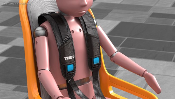 Boneco de teste de colisão infantil no assento de segurança Thule ...