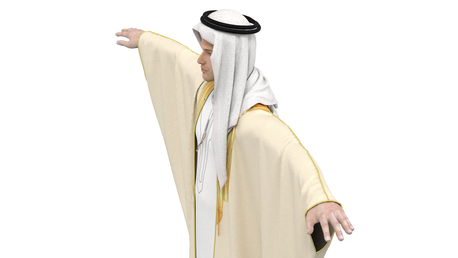 3D Model Men Arab Cloak- Beshit - Ghutra And Headband - Zprj ProjectOBJ ...