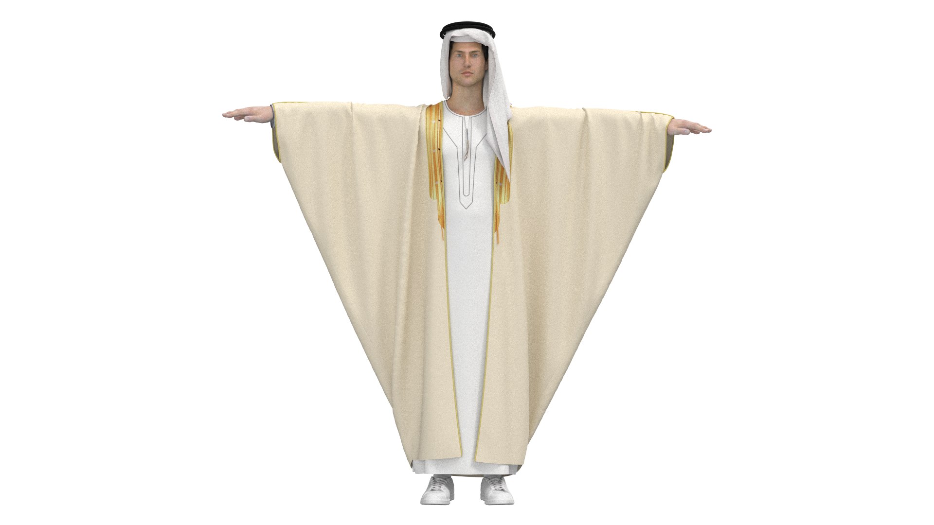 3D Model Men Arab Cloak- Beshit - Ghutra And Headband - Zprj ProjectOBJ ...