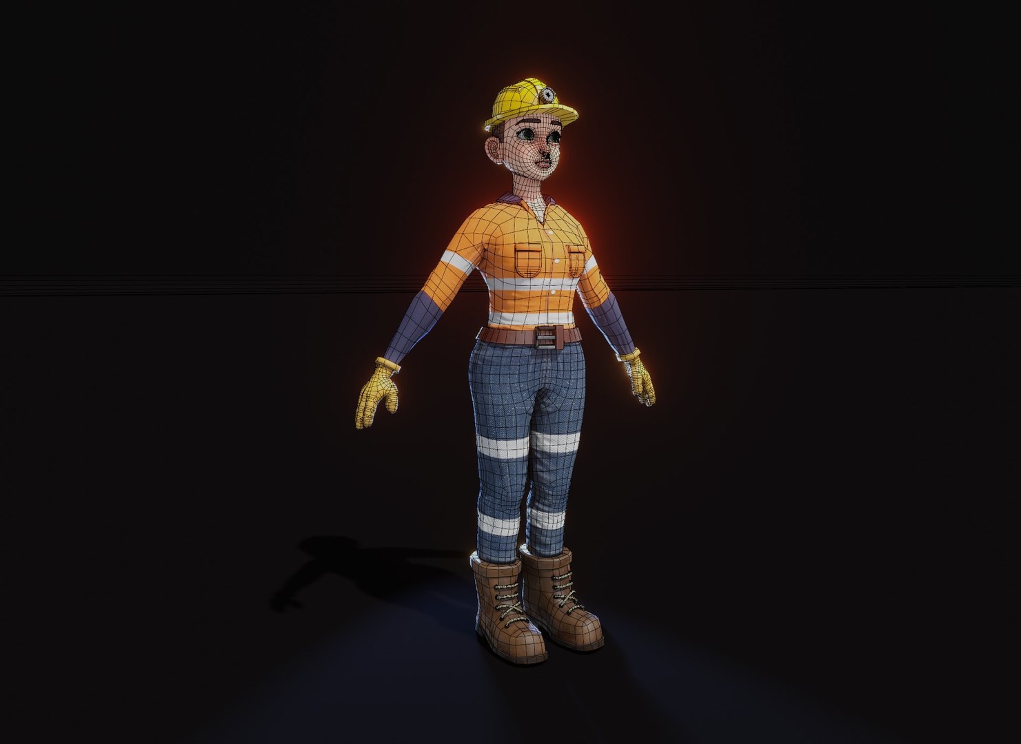 3D Stylized Female Miner Animated Customizable Low-poly 3D Model ...