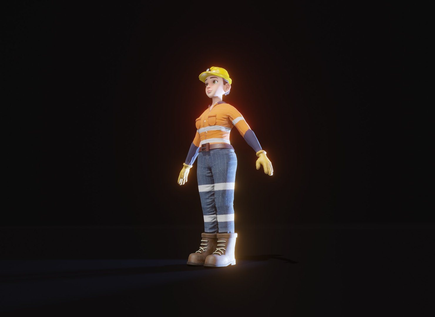 3D Stylized Female Miner Animated Customizable Low-poly 3D Model ...